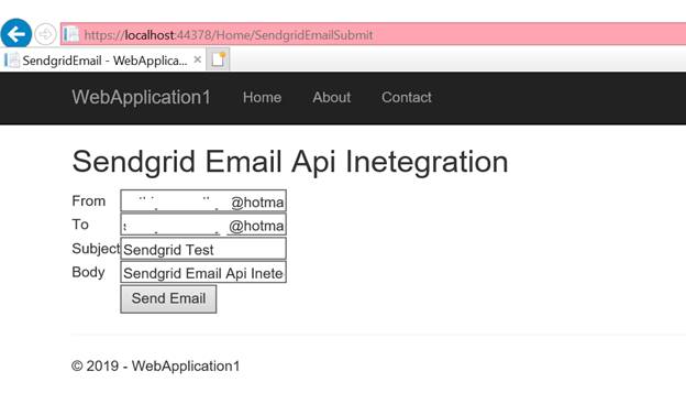 .NET Core App Sending An Email Using SendGrid